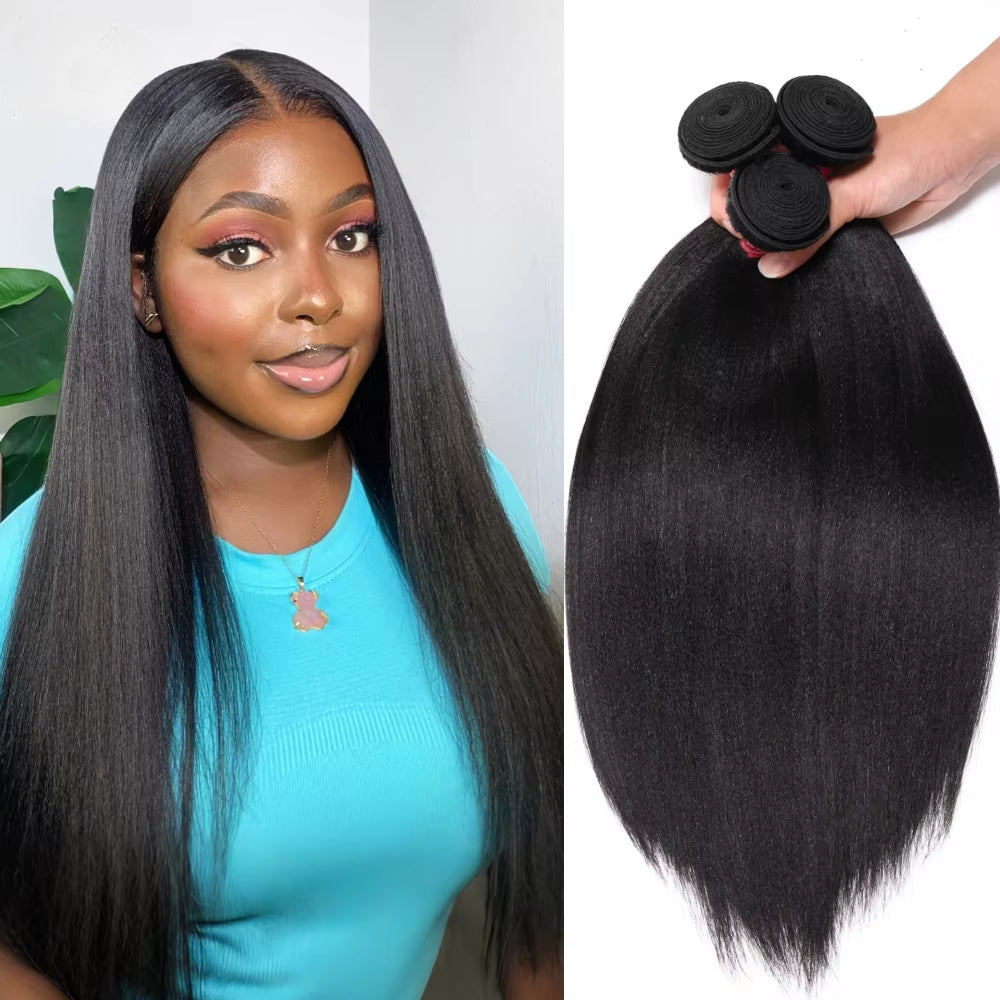 Klaiyi Light Yaki Straight Human Hair Bundles Weave 2/3/4 Bundles/Pack ...